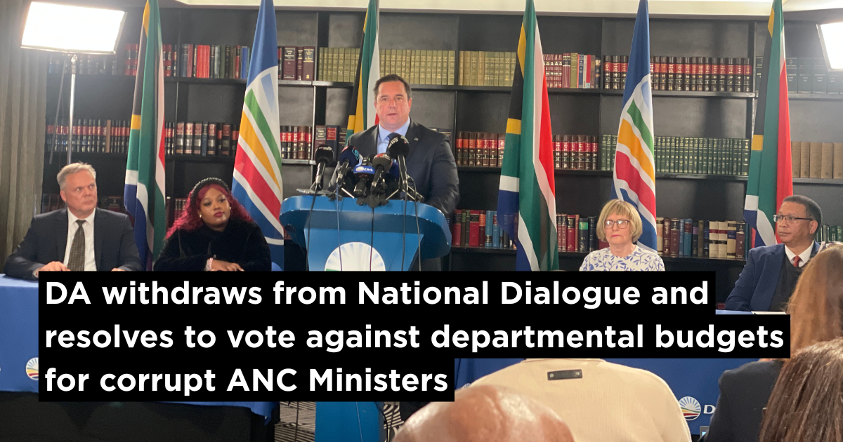 DA withdraws from National Dialogue and resolves to vote against ...